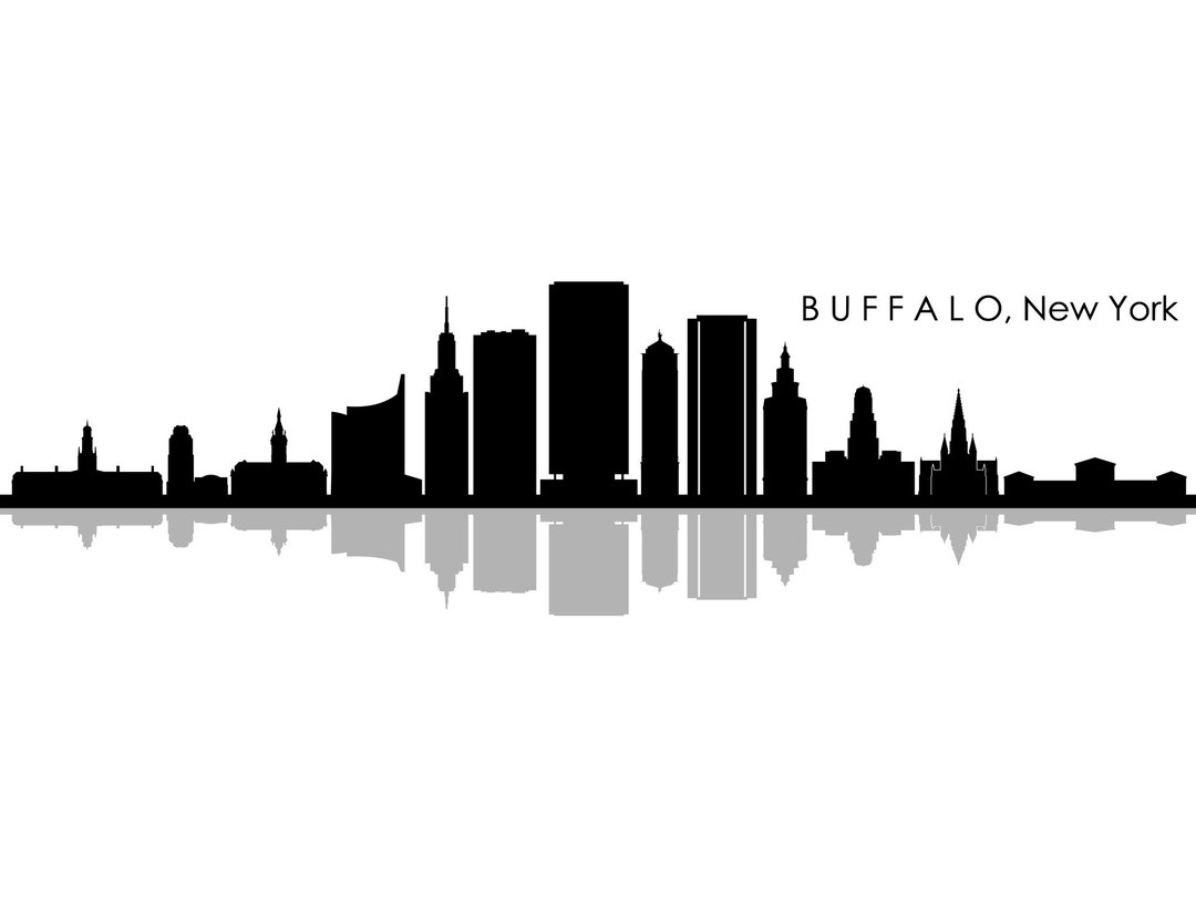 BUFFALO New York USA SKYLINE City Outline Silhouette Vector Graphic Svg ...