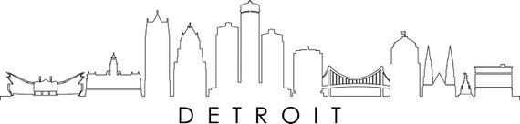 DETROIT Michigan City USA Skyline Outline Silhouette Vector - Etsy