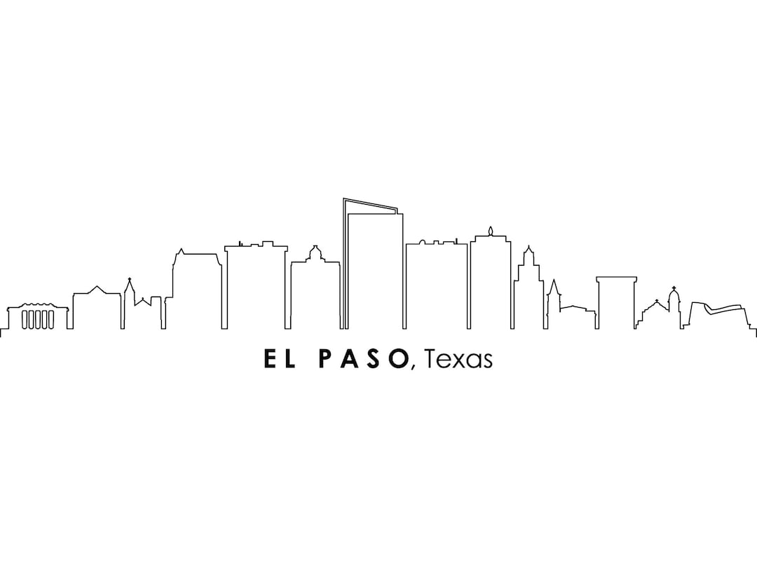 EL PASO Texas USA Skyline City Outline Silhouette Vector Graphic Svg ...