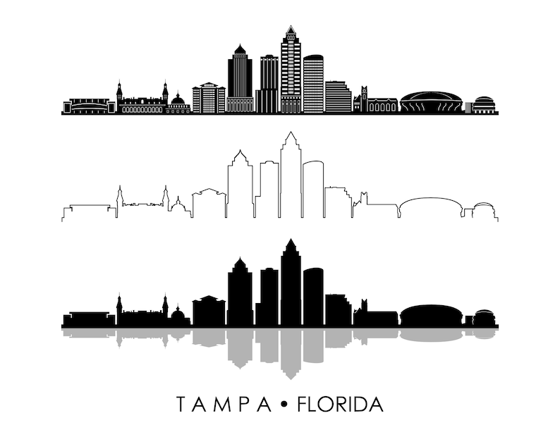 TAMPA Florida Usa SKYLINE City Outline Silhouette Vector - Etsy TAMPA Florida Usa SKYLINE City Outline Silhouette Vector - Etsy
