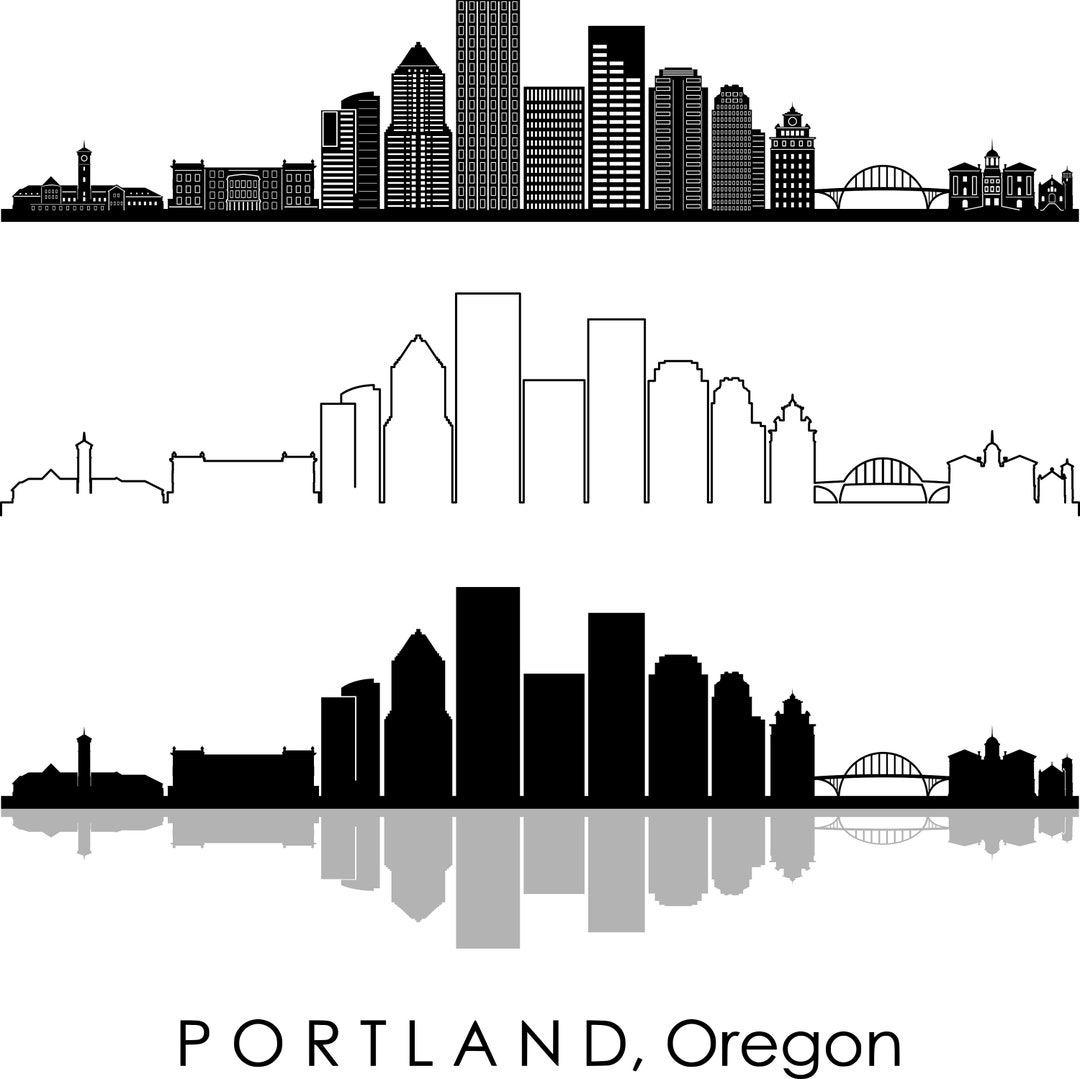 PORTLAND CITY USA Skyline Outline Silhouette Vector Svg Eps Jpg Png - Etsy