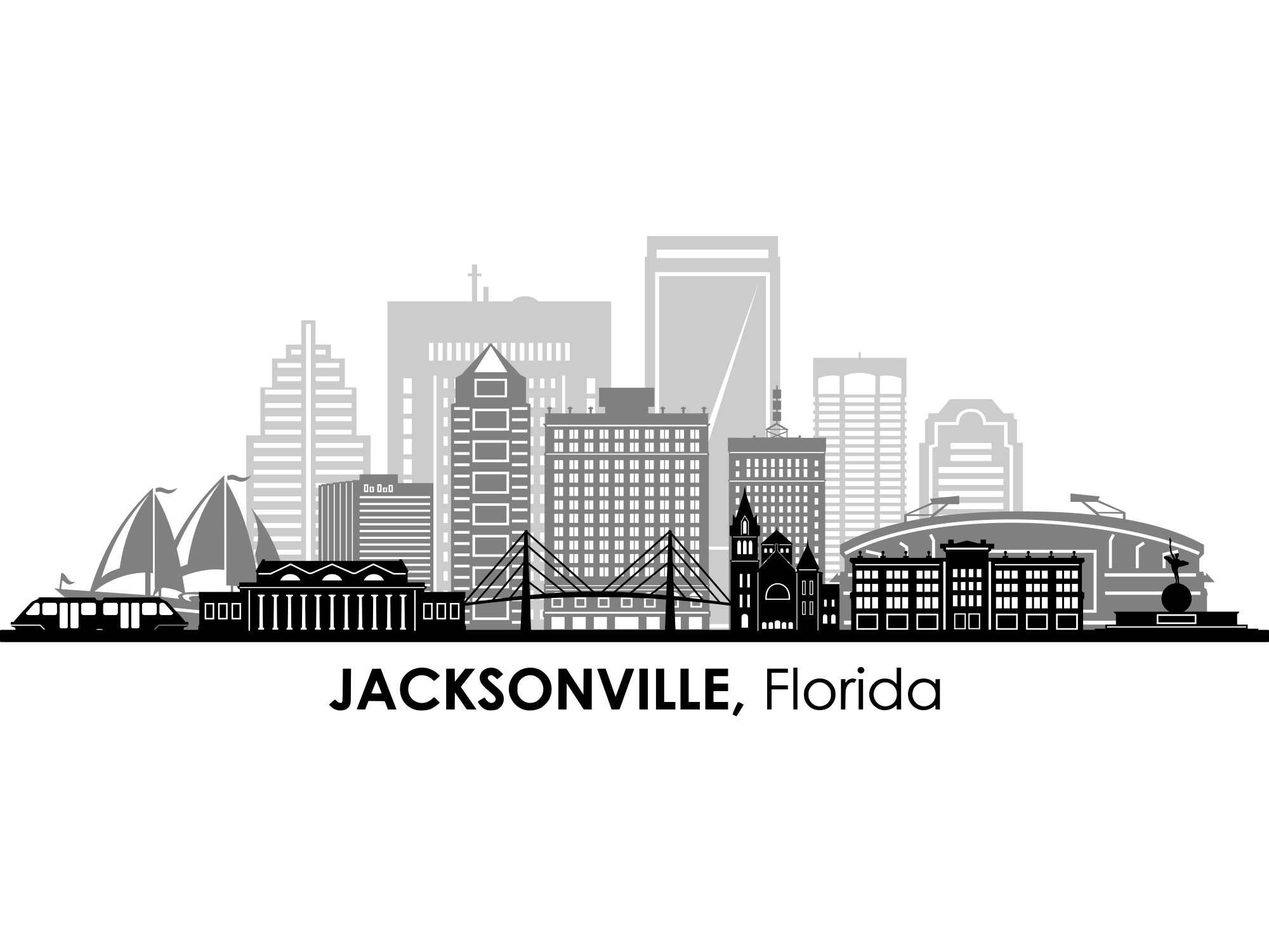 Jacksonville Skyline Silhouette Jacksonville Florida City Skyline'