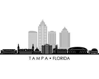 Tampa Skyline Svg, Dxf, Eps, Jpg & Png File. Vector City Silhouette ...