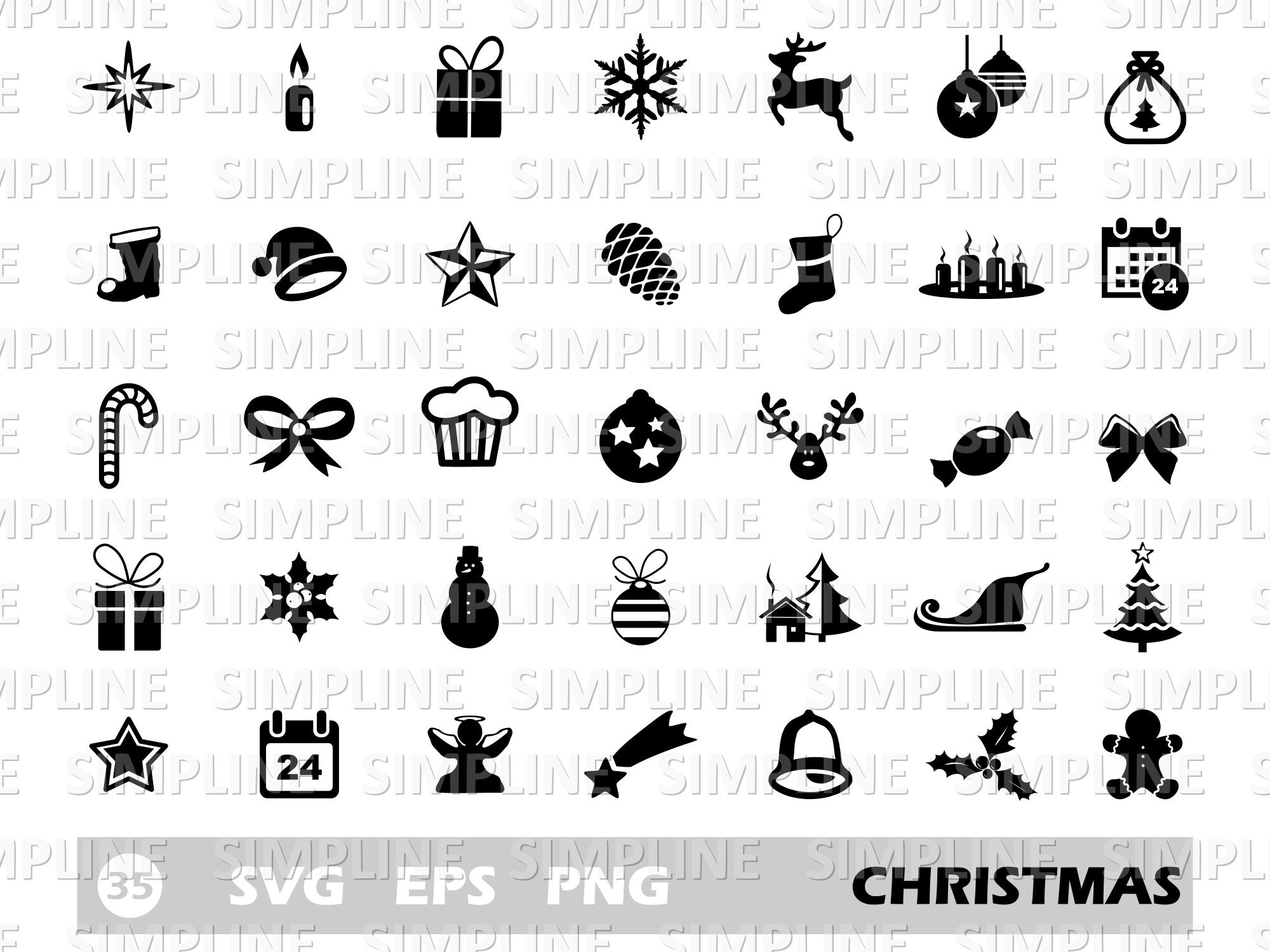CHRISTMAS ICON SET Svg Eps Png | Etsy