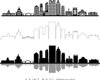 MINNEAPOLIS Minnesota City SKYLINE Outline Silhouette Vector | Etsy