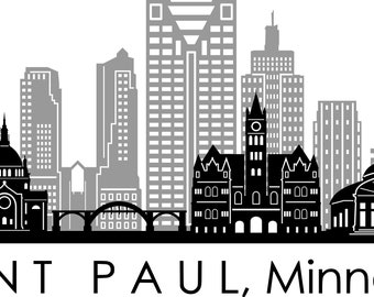 SAINT PAUL Minnesota City Skyline Outline Silhouette Vector | Etsy