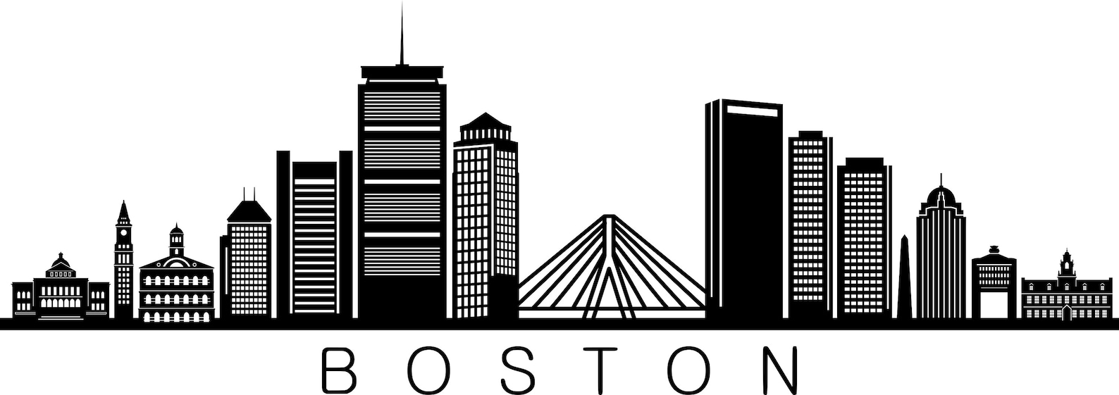 BOSTON Massachusetts City SKYLINE Outline Silhouette Vector Svg Eps Jpg ...