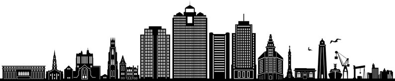 NEW HAVEN Connecticut Usa SKYLINE City Outline Silhouette Vector ...