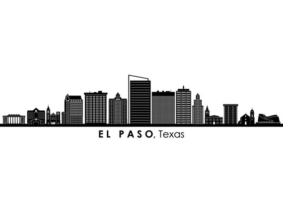 EL PASO Texas USA Skyline City Outline Silhouette Vector | Etsy
