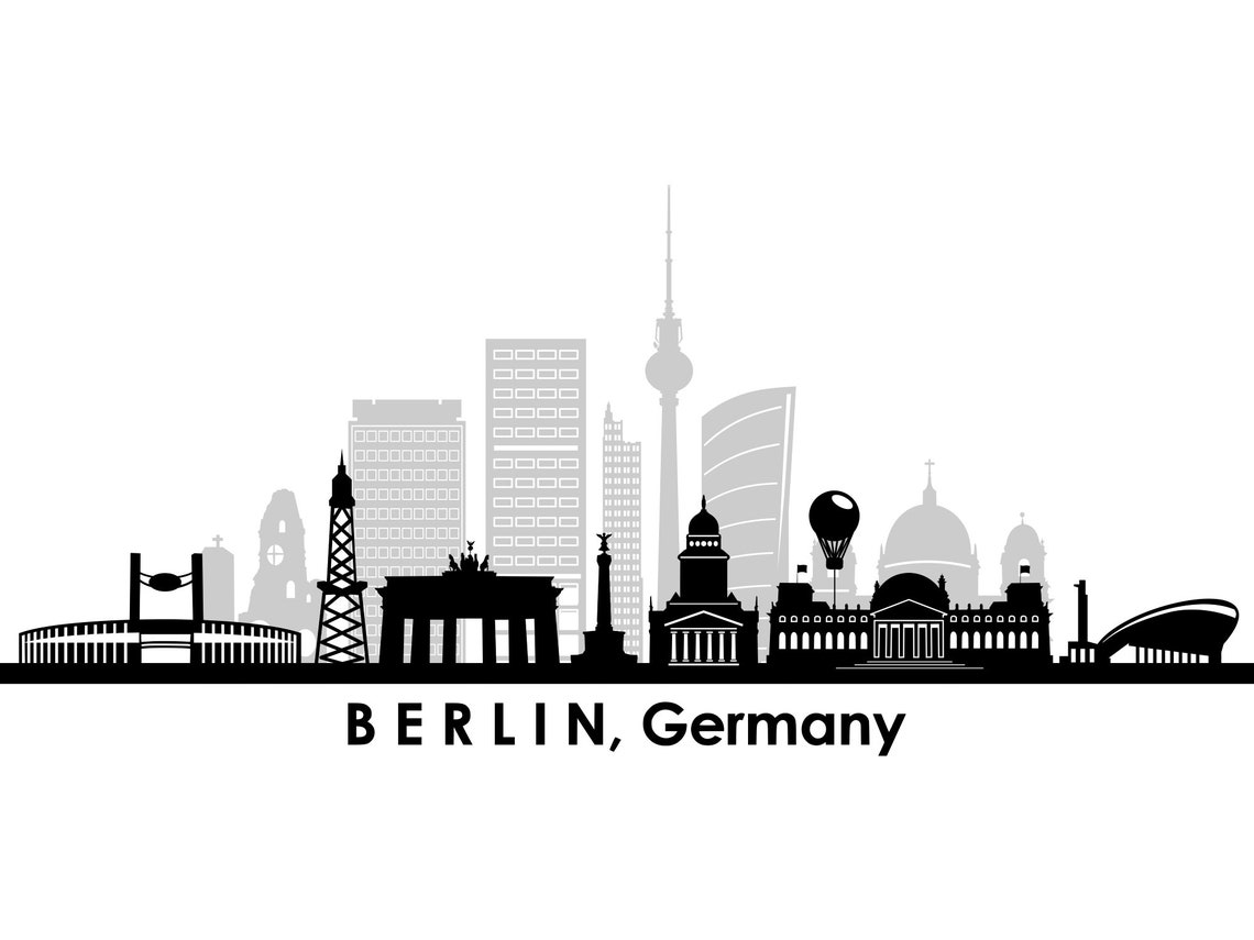BERLÍN Capital Alemania SKYLINE City Outline Silhouette Vector Graphic ...