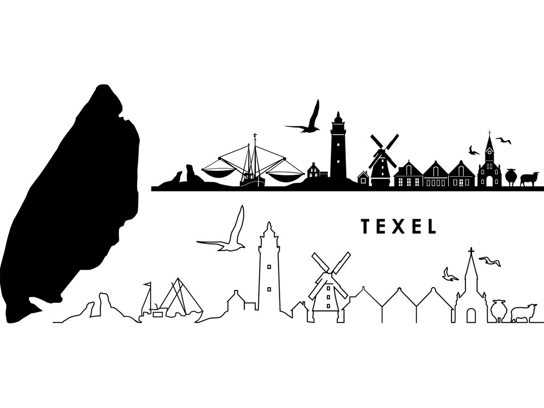 TEXEL Island Holland North Sea SKYLINE City Outline Silhouette Vector ...
