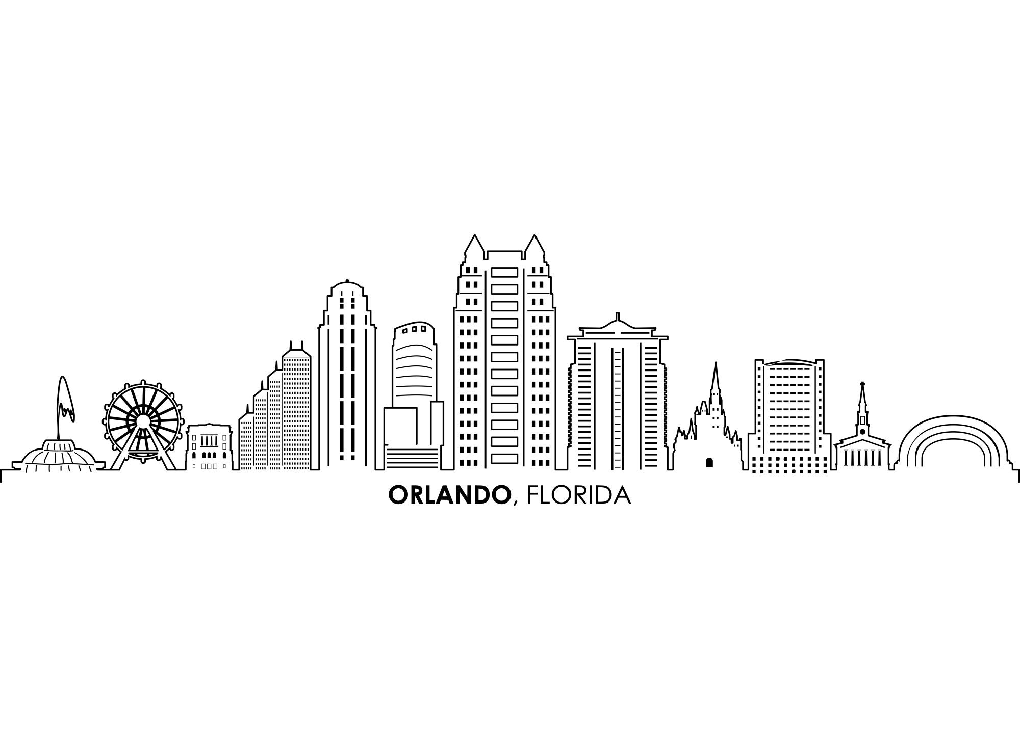 ORLANDO Florida USA SKYLINE City Outline Silhouette Vector | Etsy