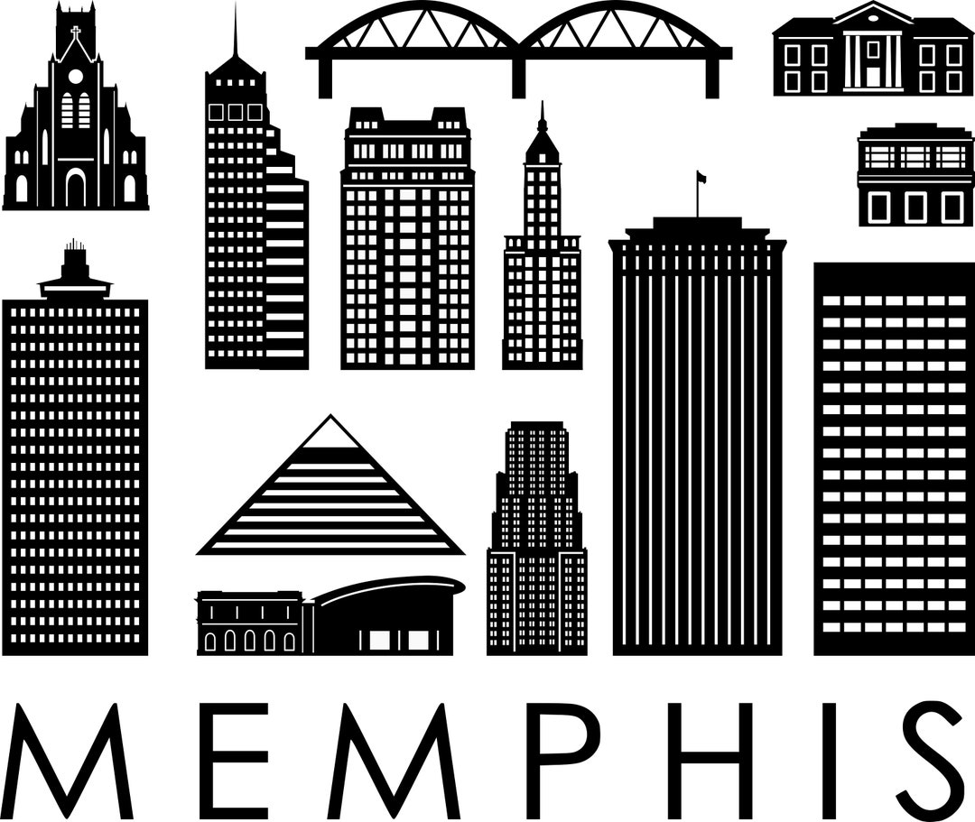 MEMPHIS SKYLINE Outline Silhouette Vector Svg Eps Jpg Png - Etsy