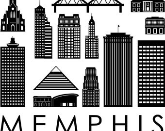 Memphis Skyline SVG With Extra Outline Design Memphis Tennessee Skyline ...