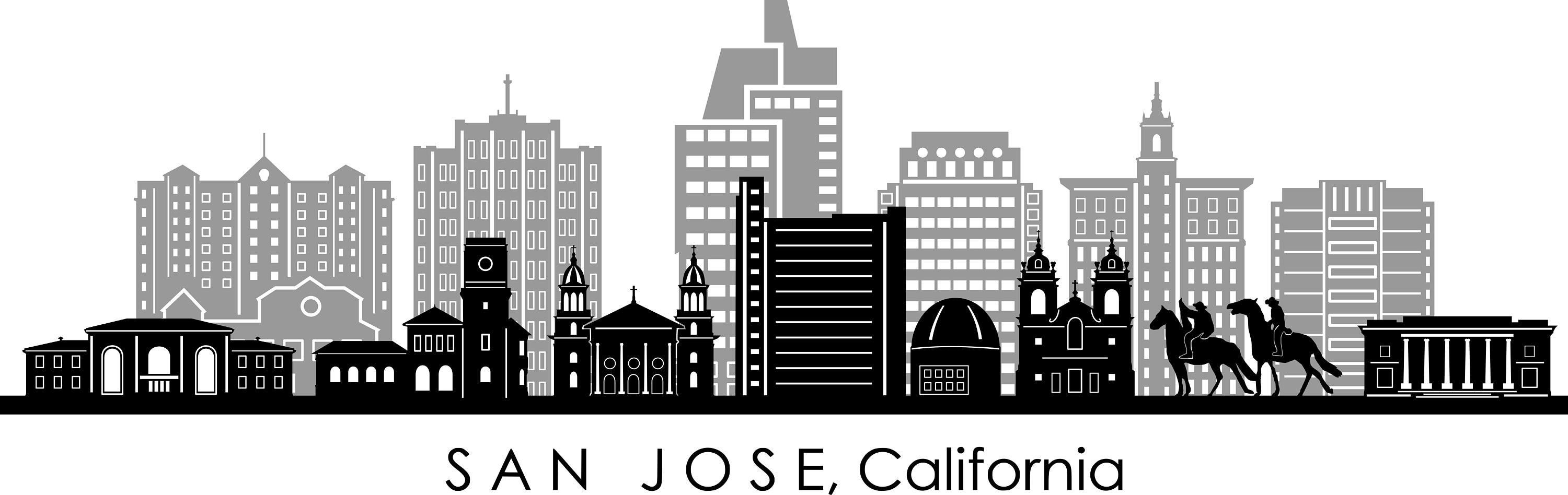 SAN JOSE California City Skyline Outline Silhouette Vector Svg Eps Jpg ...