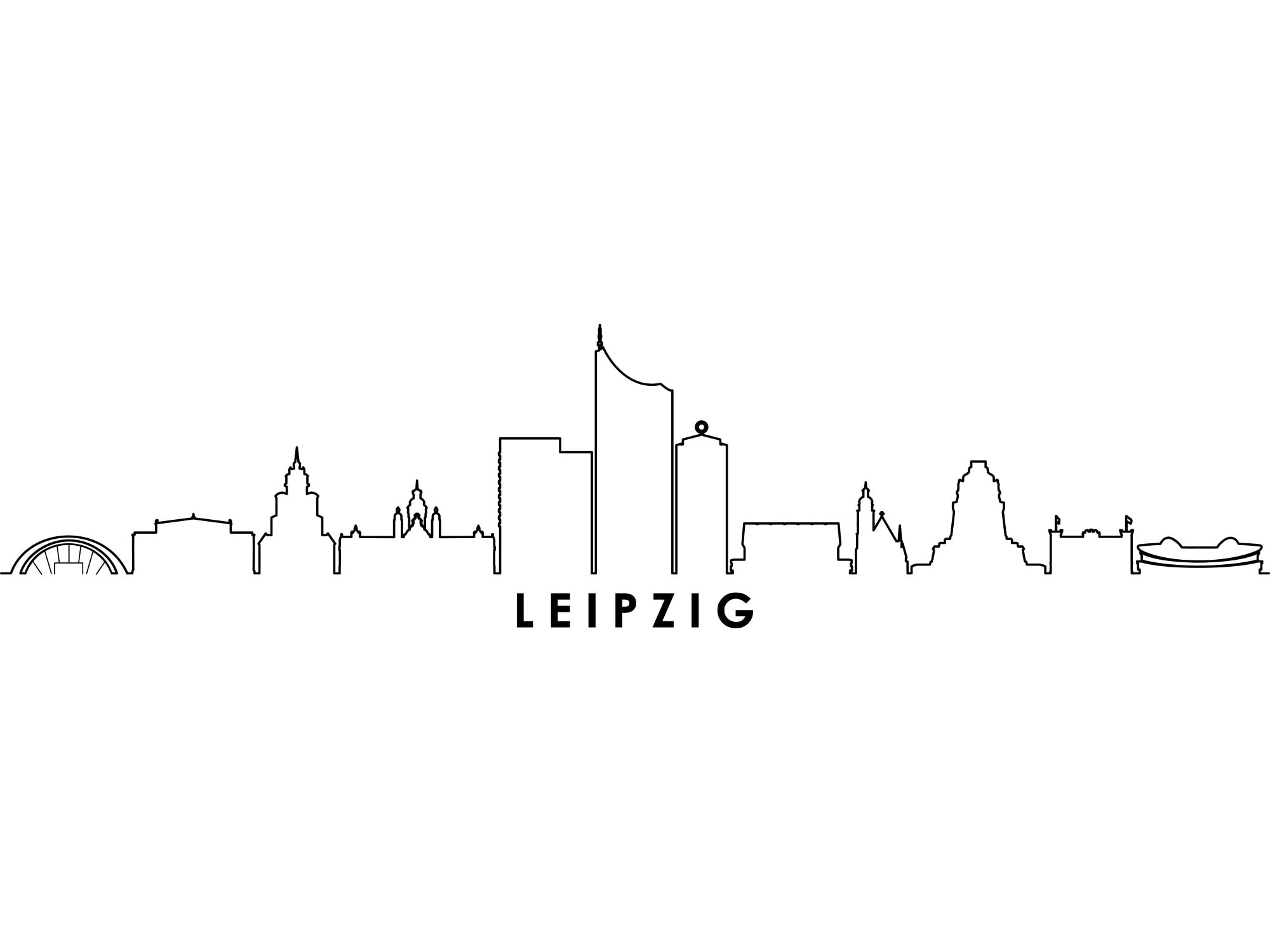LEIPZIG Sachsen Deutschland SKYLINE City Umriss Silhouette Vektor ...