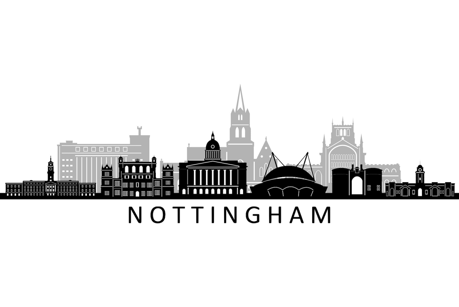 NOTTINGHAM England United Kingdom SKYLINE City Outline | Etsy
