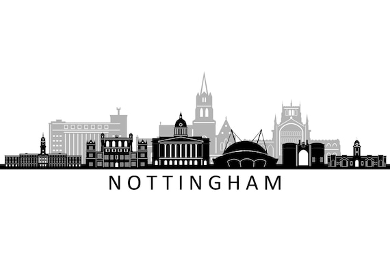 NOTTINGHAM England United Kingdom SKYLINE City Outline - Etsy