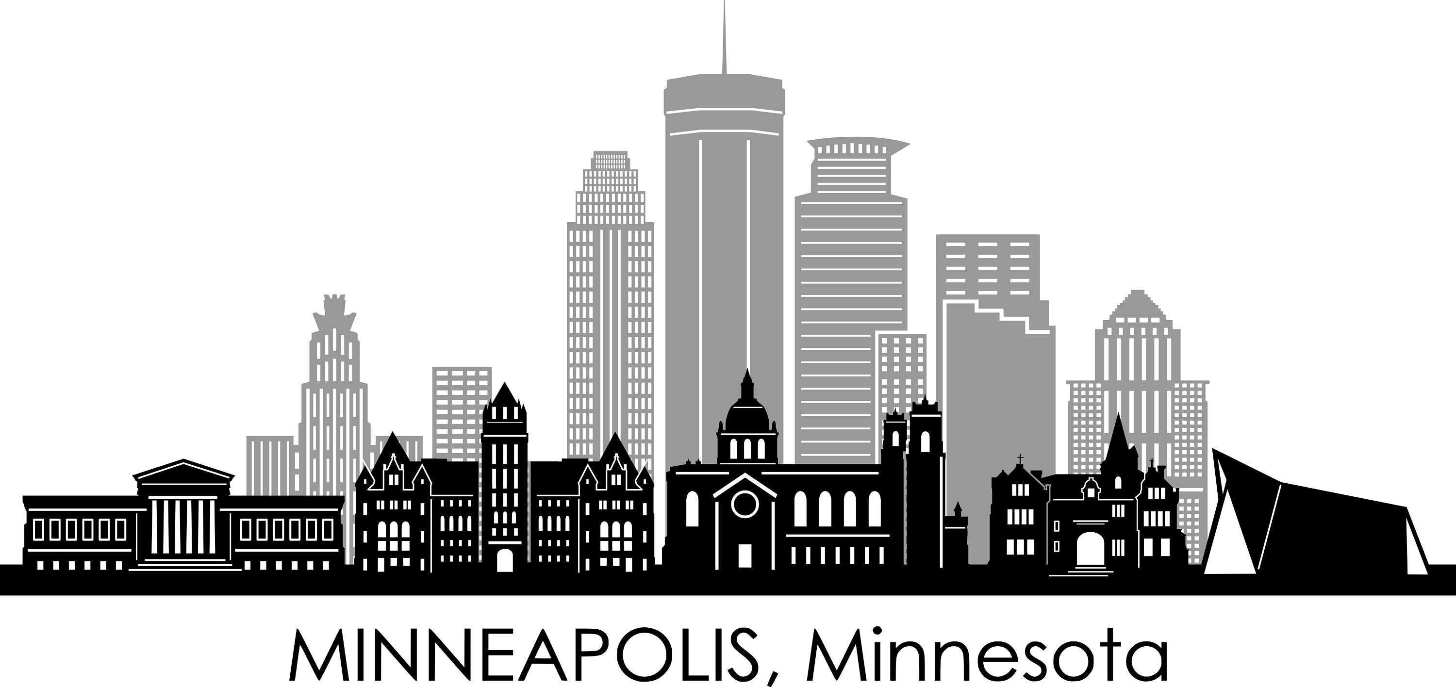 MINNEAPOLIS Minnesota City SKYLINE Outline Silhouette Vector - Etsy