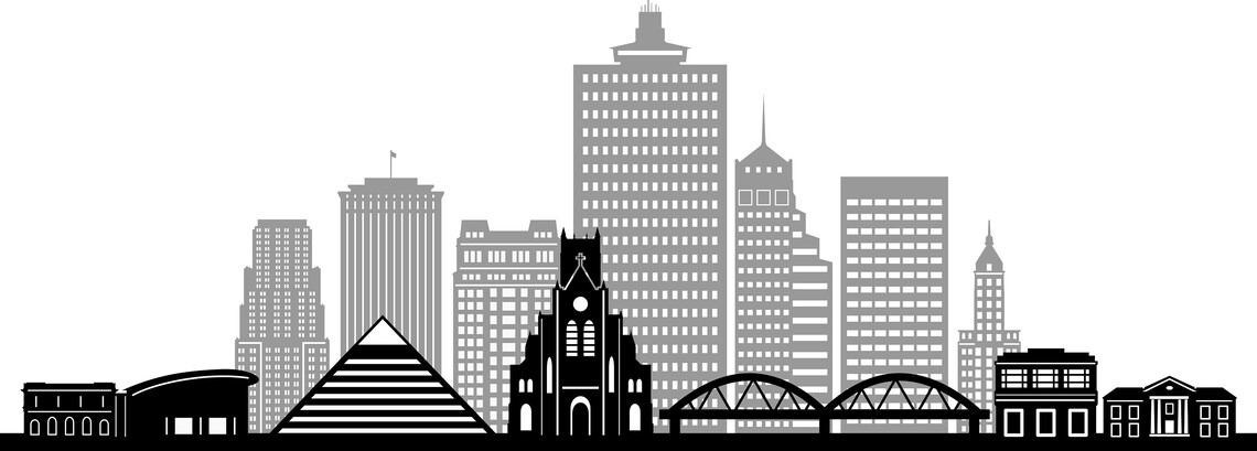 MEMPHIS SKYLINE Outline Silhouette Vector Svg Eps Jpg Png - Etsy UK