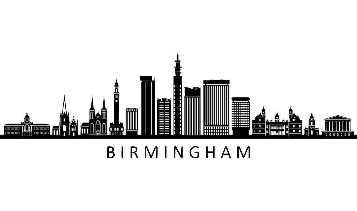 BIRMINGHAM England United Kingdom SKYLINE City Outline - Etsy