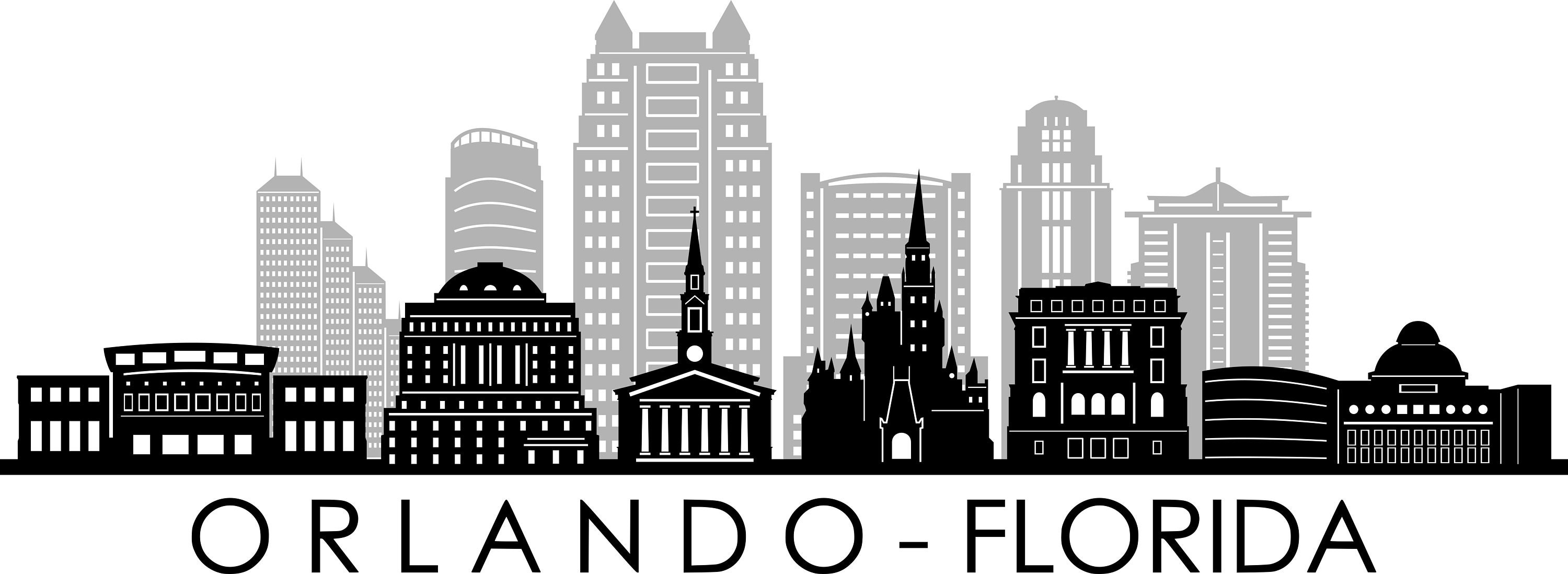 ORLANDO CITY SKYLINE Florida Outline Silhouette Vector Svg Eps Jpg Png ...