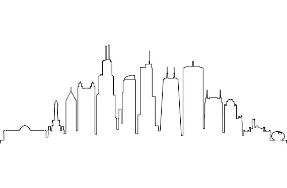 Chicago Skyline Silhouette Outline