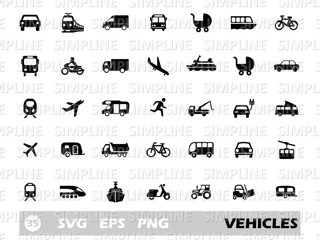 VEHICLES ICON SET Svg Eps Png - Etsy