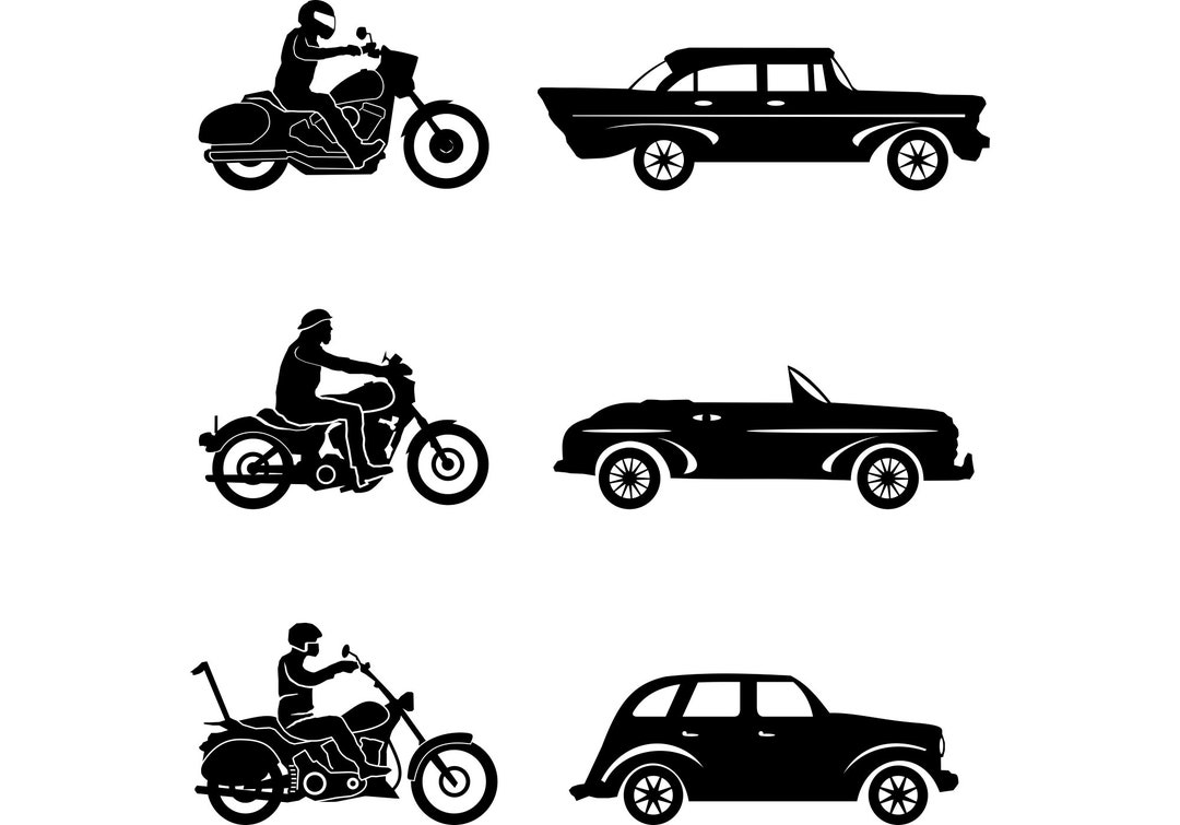 Oldtimer Chopper Car Motorcycle Outline Silhouette Vector Graphic Svg ...