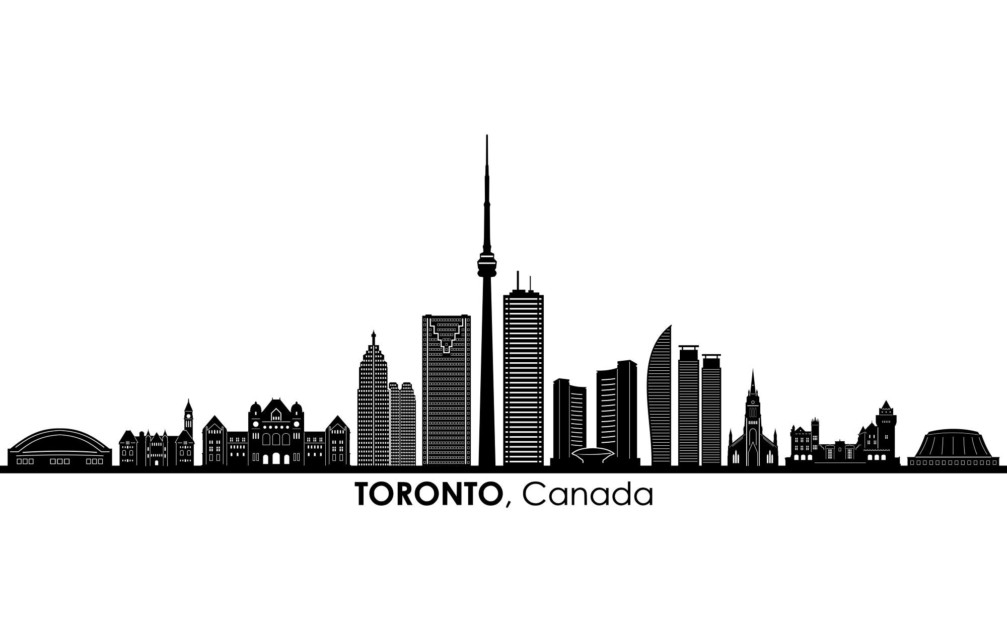 Toronto Skyline Silhouette Poster Toronto Ontario Canada City Skyline