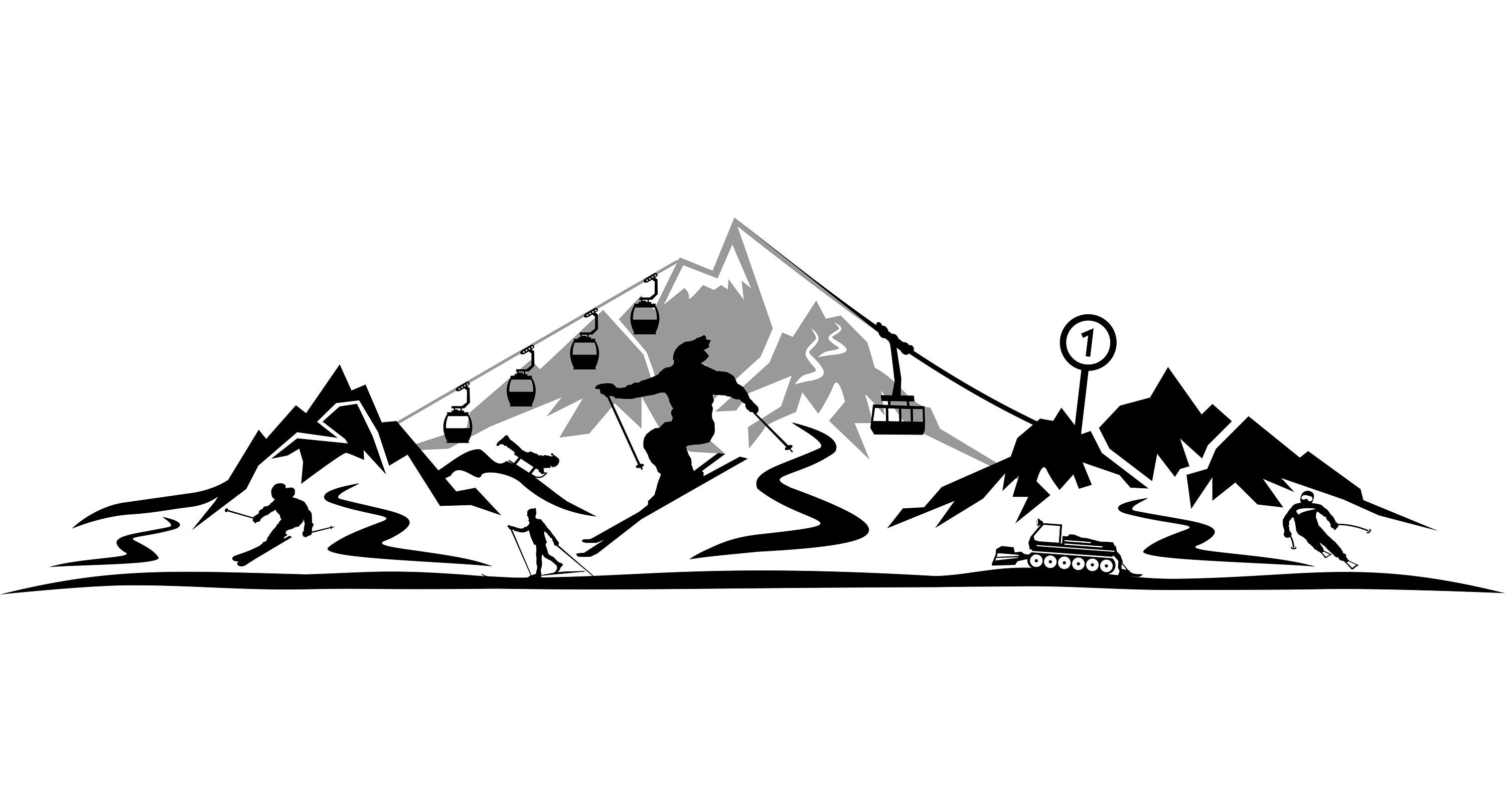 SKI WINTER BERGE Ski Resort Snow Silhouette Vector Graphic Svg | Etsy