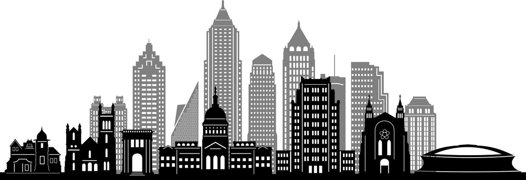 ATLANTA SKYLINE Outline Silhouette Vector Svg Eps Jpg Png - Etsy