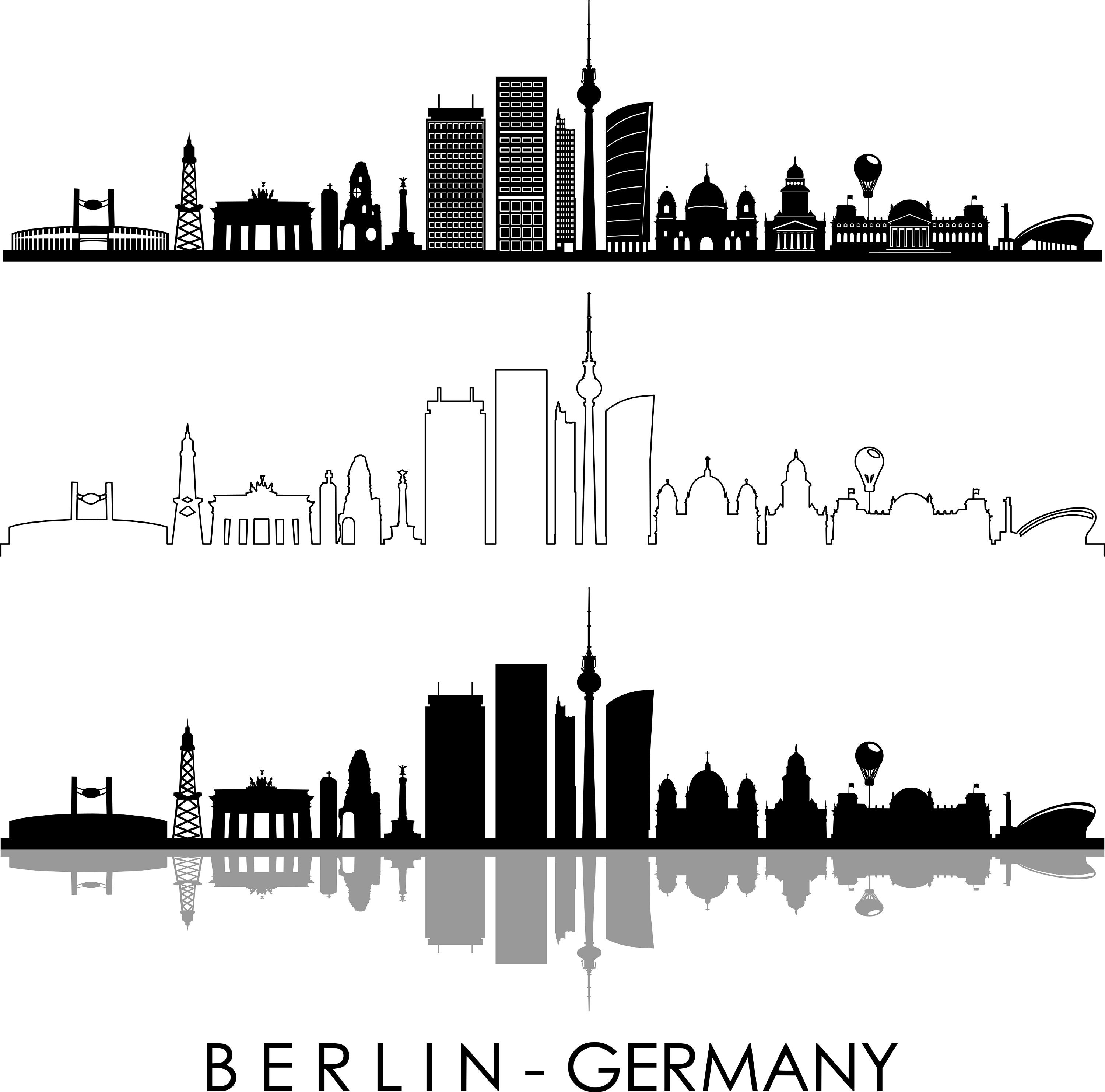 BERLIN GERMANY City SKYLINE Set Outline Silhouette Vector Svg Eps Jpg ...