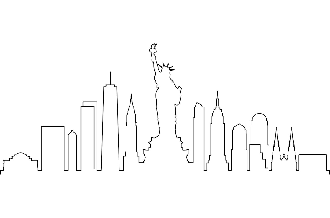NEW YORK USA Line Skyline City Outline Silhouette Vector Graphic Svg ...