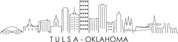 TULSA CITY Oklahoma SKYLINE Outline Silhouette Vector Svg Eps - Etsy