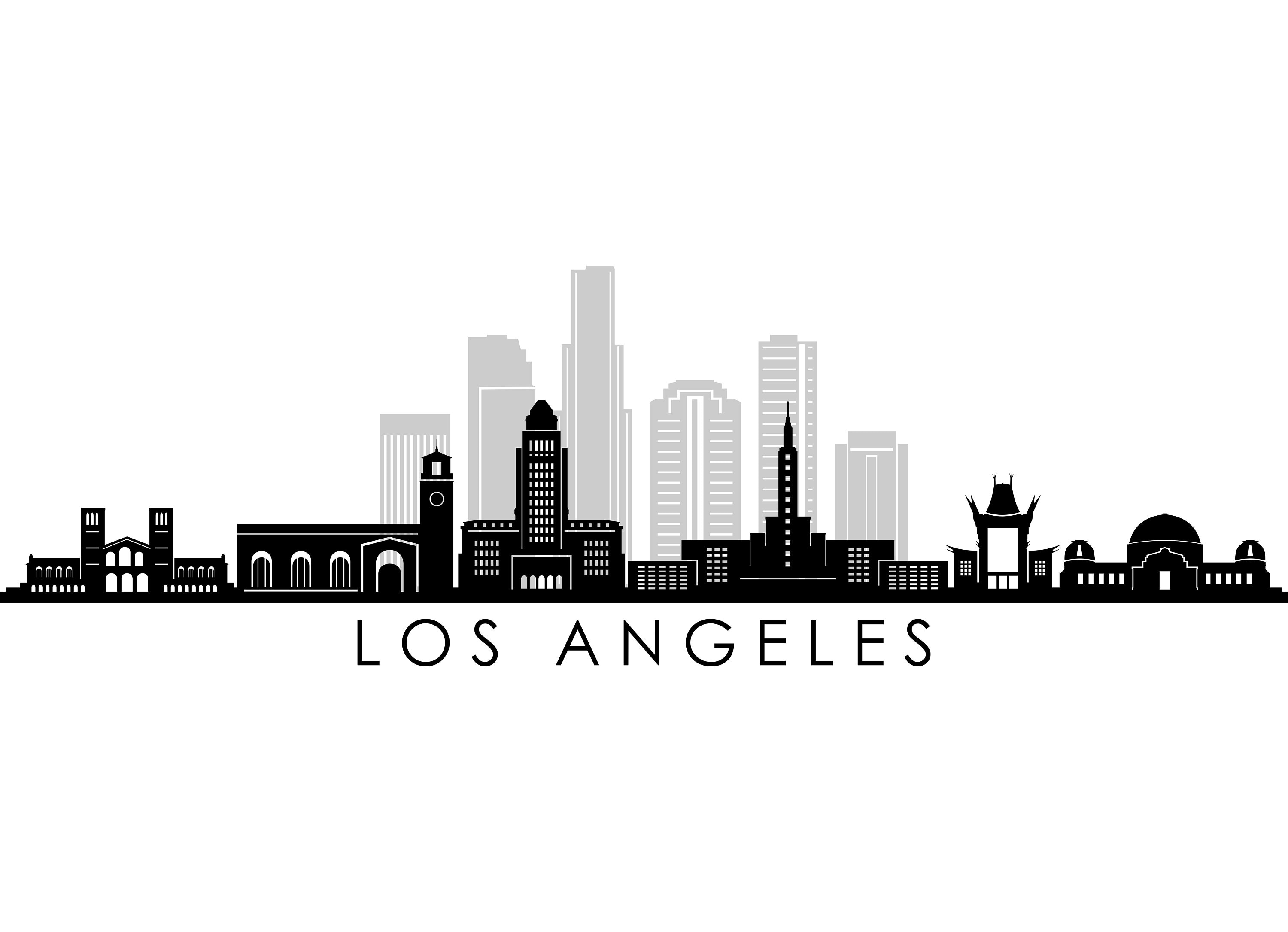Los Angeles Skyline Silhouette Outline
