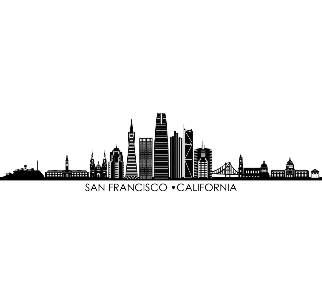 SAN FRANCISCO California USA Skyline City Outline Silhouette Vector ...