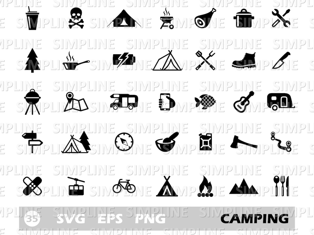 Outdoor CAMPING ICON SET Svg Eps Png - Etsy