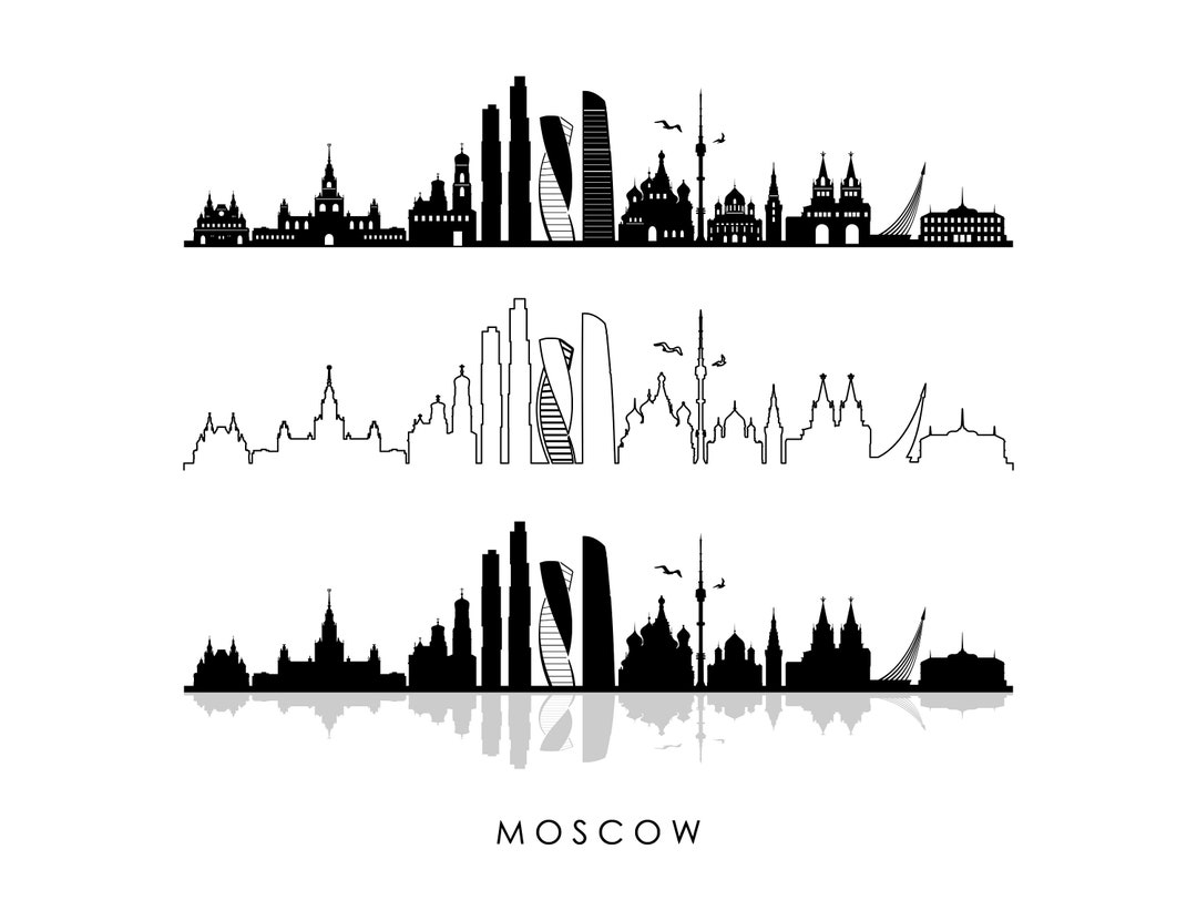 MOSCOW Kremlin Russia SKYLINE City Outline Silhouette Vector Graphics ...