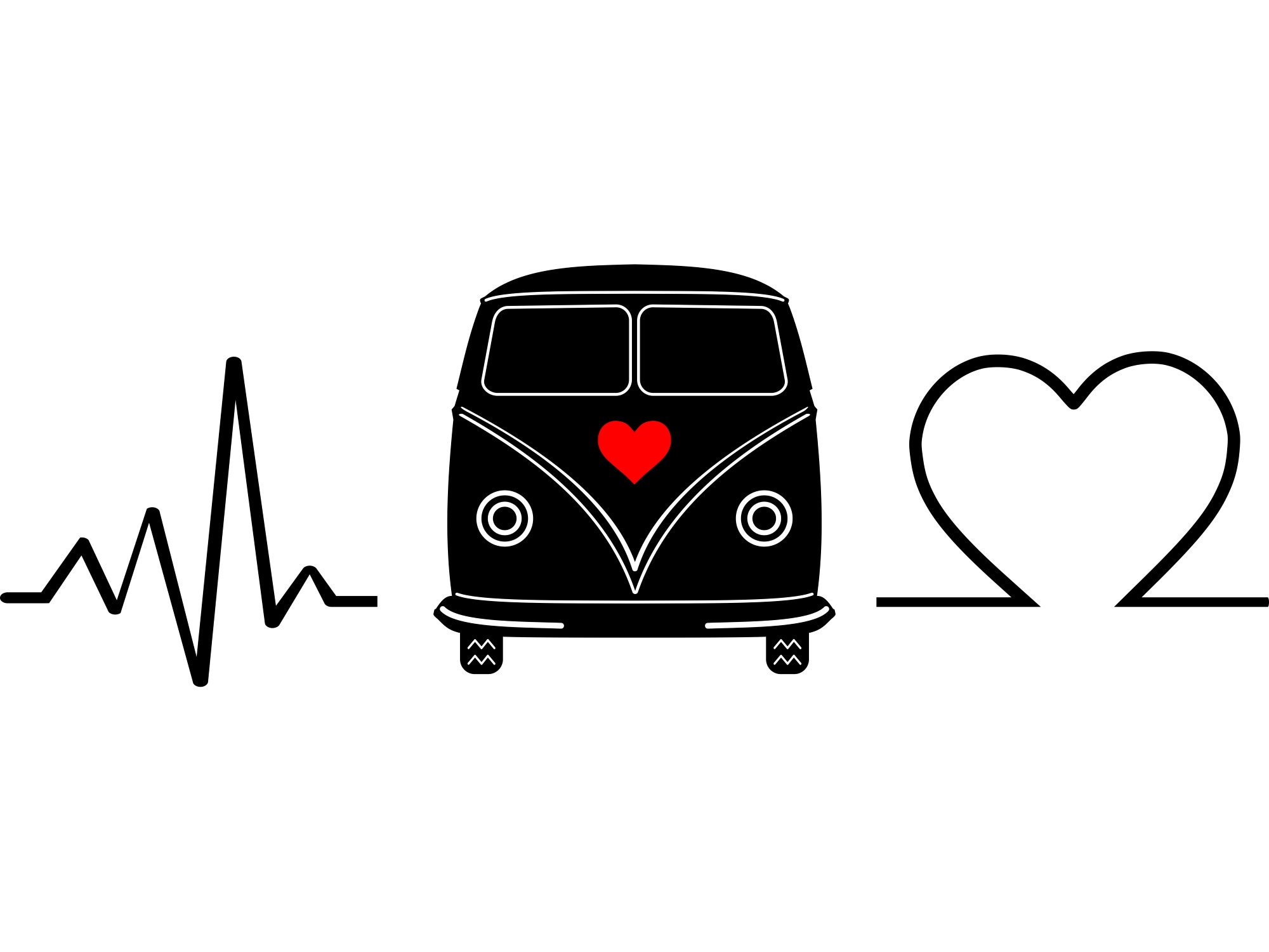 VW BUS T1 vintage heart love transporter outline silhouette | Etsy