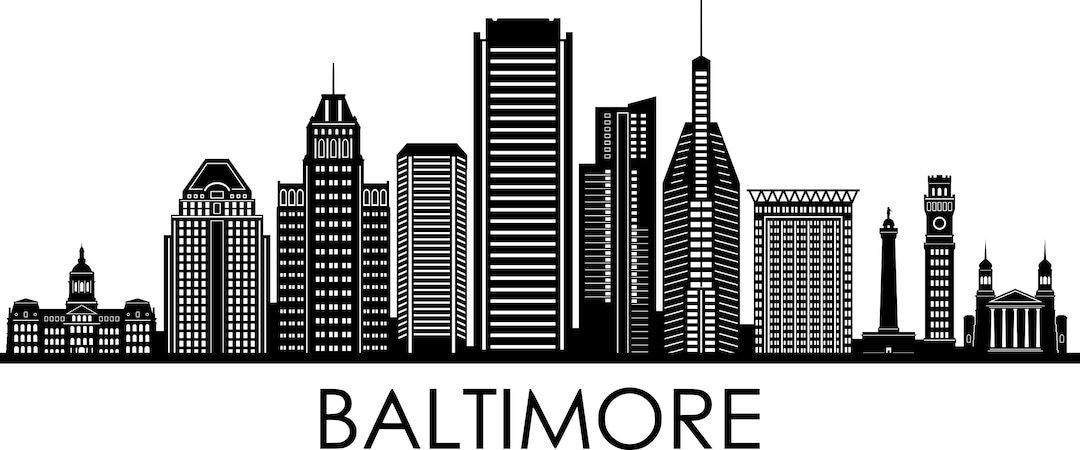 BALTIMORE MARYLAND City SKYLINE Outline Silhouette Vector Svg Eps Jpg ...