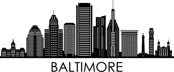 BALTIMORE MARYLAND City SKYLINE Outline Silhouette Vector Svg - Etsy