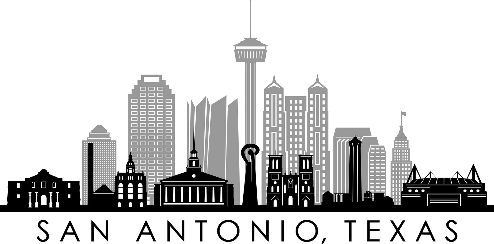 SAN ANTONIO USA Texas City Skyline Outline Silhouette Vector Svg Eps ...