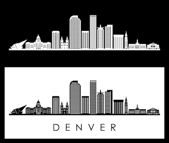 DENVER Colorado Usa SKYLINE City Outline Silhouette Vector - Etsy