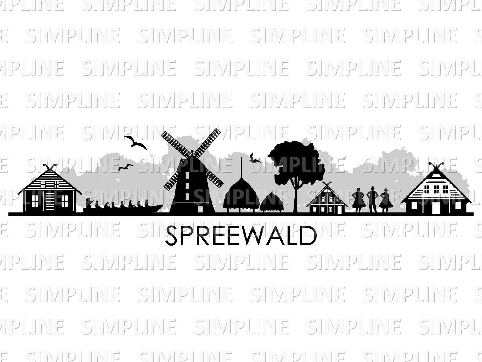 SPREEWALD Silhouette Vektor Grafik svg eps jpg png - Etsy.de