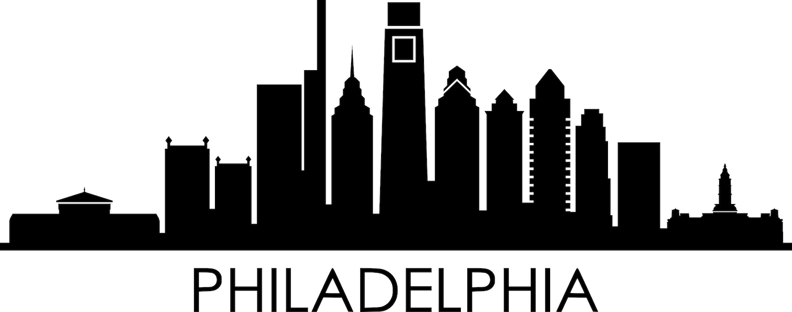 PHILADELPHIA City SKYLINE Outline Silhouette Vector svg eps | Etsy