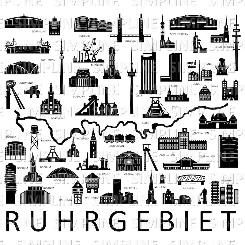 Silhouette skyline essen - Etsy.de