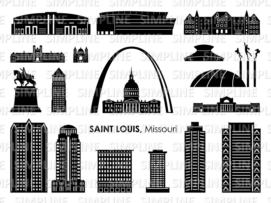 Saint LOUIS Missouri SKYLINE City Outline Silhouette Vector Graphic Svg ...