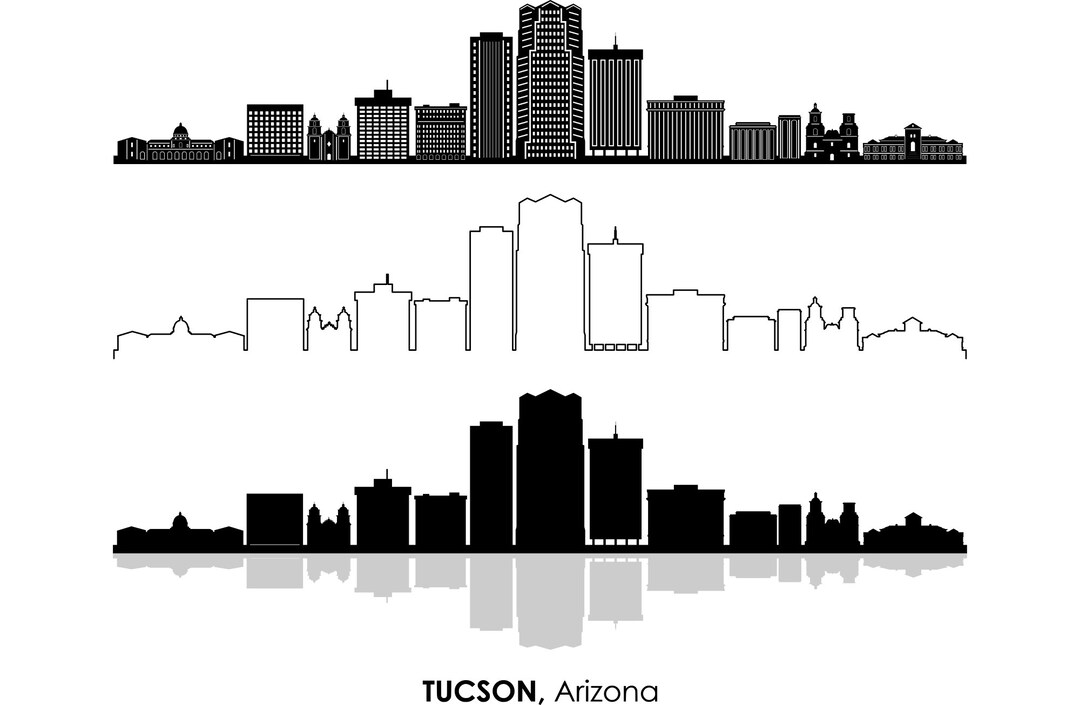 TUCSON Arizona USA SKYLINE City Outline Silhouette Vector Graphic Svg ...