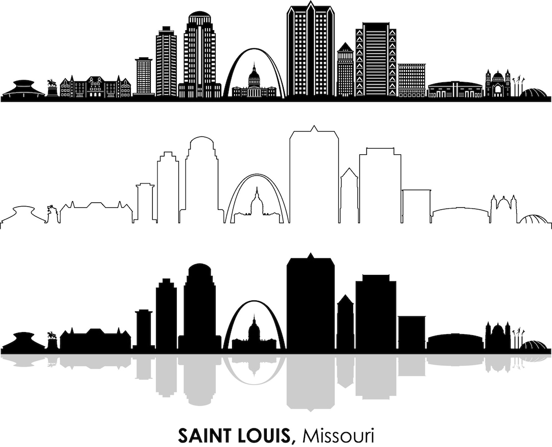 Saint LOUIS Missouri USA SKYLINE City Outline Silhouette Vector Graphic ...